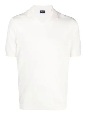 DRUMOHR Pointed-collar Cotton T-shirt - Neutrals