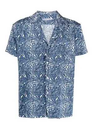 DANIELE ALESSANDRINI Leaf-print Short-sleeved Shirt