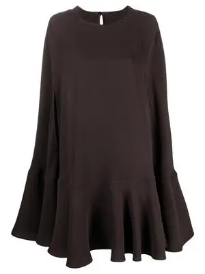 Valentino Garavani Silk Cape Dress - Brown