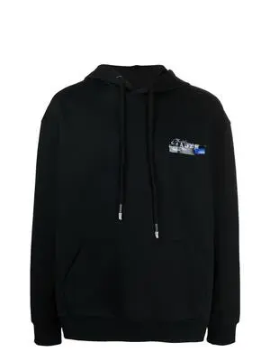 ADER ERROR Logo Print Pullover Hoodie - Black