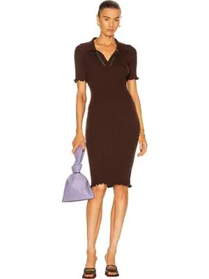 Bottega Veneta Wool Ribbed Knit Dress - Ebony