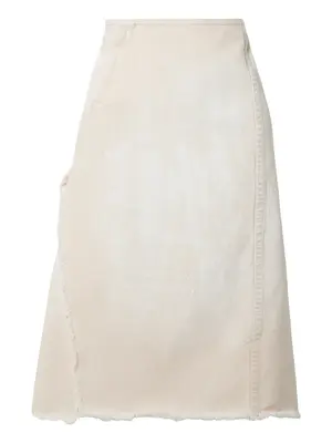 Marni Frayed Denim Midi Skirt Off-white