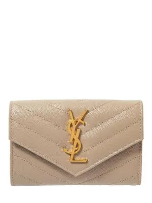Saint Laurent Monogramme Envelope Quilted Wallet - Neutrals