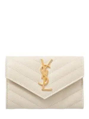 Saint Laurent Monogramme Envelope Quilted Wallet - Off-white