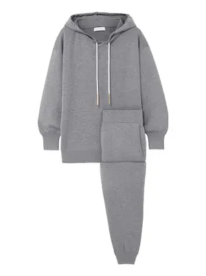 Olivia Von Halle Gia London Silk And Cashmere-blend Hoodie And Track Pants Set - Gray