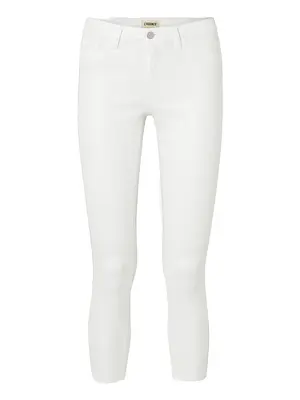 L'Agence L'Agence Margot Cropped Coated High-Rise Skinny Jeans White