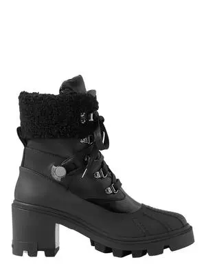 Moncler Corinne Leather And Faux Shearling Ankle Boots - Black