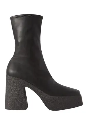 Stella McCartney Vegetarian Leather Platform Ankle Boots Black