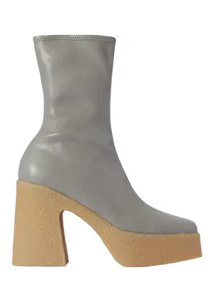 Stella McCartney Vegetarian Leather Platform Ankle Boots Gray
