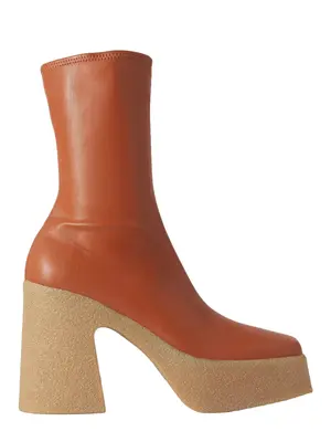 Stella McCartney Vegetarian Leather Platform Ankle Boots Neutrals