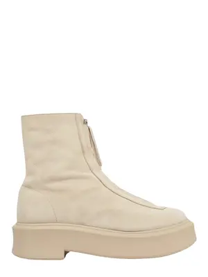 THE ROW The Row Textured-Nubuck Platform Ankle Boots