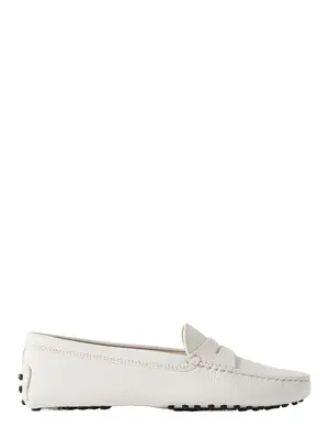 TOD'S Gommino Textured-leather Loafers - White