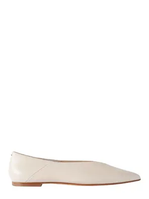 AeydĒ Moa Leather Point-toe Flats - Cream