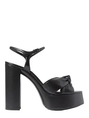 Saint Laurent Bianca Knotted Leather Platform Sandals - Black
