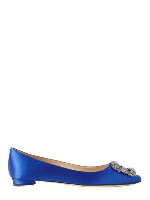 Manolo Blahnik Hangisi Crystal-embellished Satin Flats - Blue