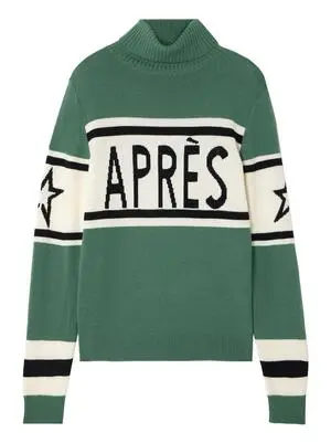 Perfect Moment Schild Intarsia Merino Wool Turtleneck Sweater - Green