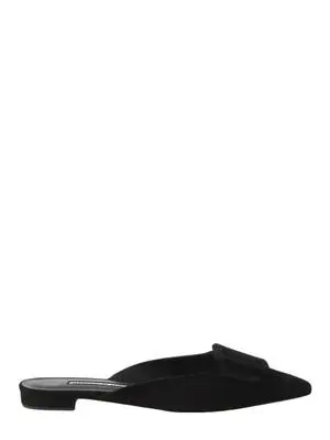 Manolo Blahnik Maysale Suede Flats - Black