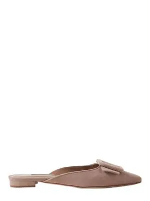 Manolo Blahnik Maysale Suede Flats - Brown