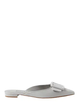 Manolo Blahnik Maysale Suede Flats Gray