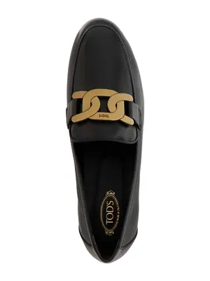 TOD'S Embellished Leather Loafers - Black