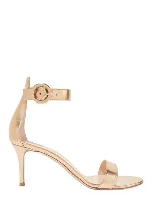 GIANVITO ROSSI Gianvito Rossi Portofino 70 Metallic Leather Sandals Gold