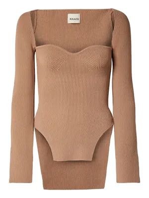 Khaite KHAITE Maddy Ribbed-Knit Sweater Brown