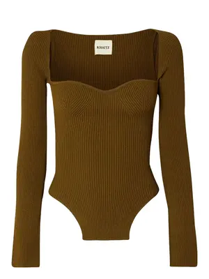 Khaite KHAITE Maddy Ribbed-Knit Sweater Green