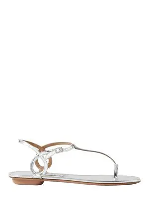 AQUAZZURA Aquazzura Almost Bare Metallic Leather Sandals Silver