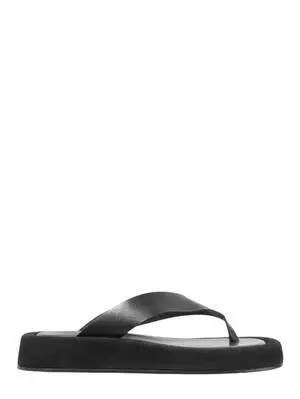 THE ROW Ginza Leather And Suede Platform Flip Flops - Black