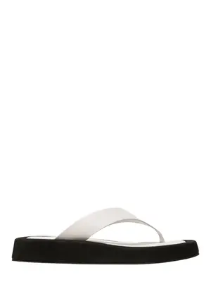 THE ROW Ginza Leather And Suede Platform Flip Flops