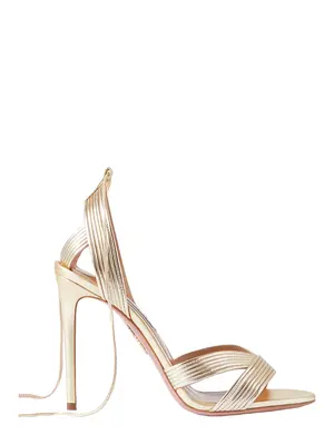 AQUAZZURA Ari 105 Metallic Leather Sandals - Gold