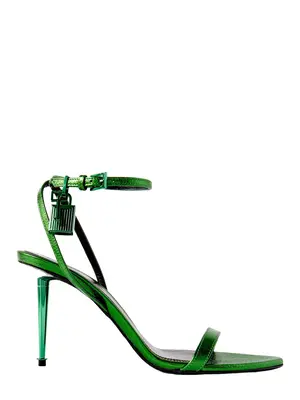 TOM FORD TOM FORD Padlock Metallic Leather Sandals Green