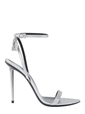 TOM FORD TOM FORD Padlock Metallic Leather Sandals Silver