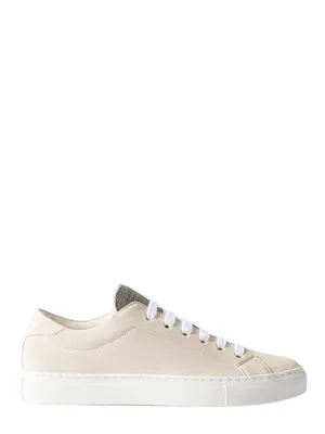 Brunello Cucinelli Bead-Embellished Suede Sneakers Off-white