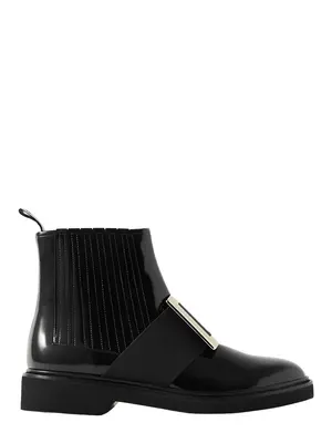 ROGER VIVIER Viv Ranger Patent-leather Chelsea Boots - Black