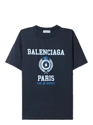 Balenciaga Balenciaga Printed Cotton-jersey T-shirt Blue