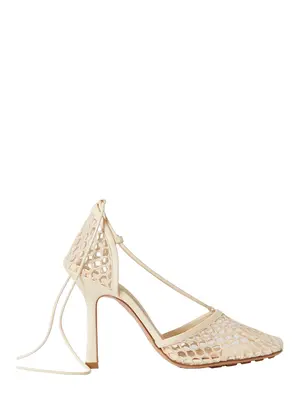 Bottega Veneta Bottega Veneta Lace-up Leather-Trimmed Mesh Pumps Neutrals