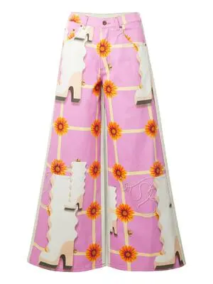 Loewe Printed High-rise Wide-leg Jeans - Pink