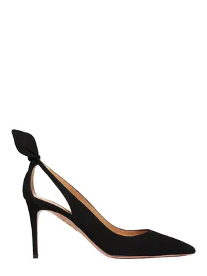 AQUAZZURA Bow Tie 85 Suede Pumps - Black