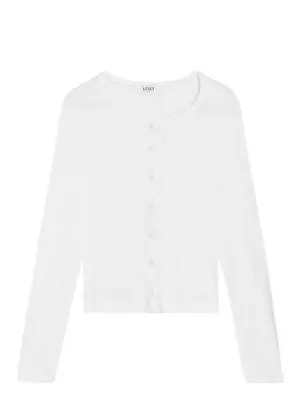 LESET Pointelle-knit Cotton-jersey Cardigan - White