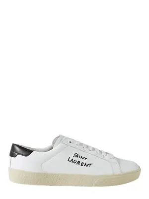Saint Laurent Court Classic Sl/06 Logo-embroidered Leather Sneakers - White