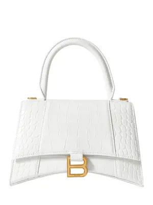 Balenciaga Hourglass Small Croc-effect Tote - White