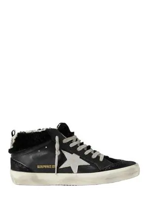 GOLDEN GOOSE Mid Star Shearling-lined Sneakers - Black