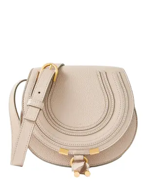 Chloé Marcie Mini Textured-Leather Shoulder Bag Beige
