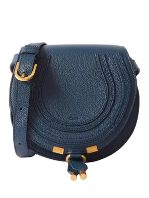 Chloé Marcie Mini Textured-Leather Shoulder Bag Blue