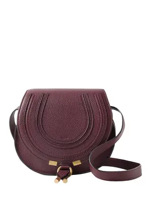 Chloé Marcie Mini Textured-Leather Shoulder Bag Burgundy