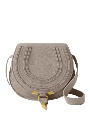 Chloé Marcie Mini Textured-Leather Shoulder Bag Gray