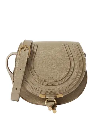 Chloé Marcie Mini Textured-Leather Shoulder Bag Green