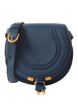Chloé Marcie Mini Textured-Leather Shoulder Bag Navy