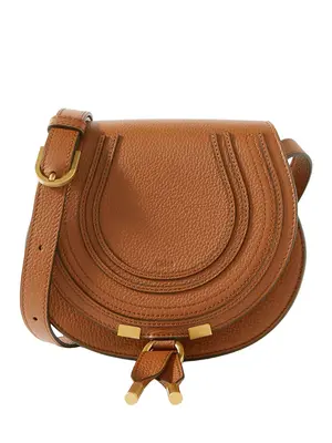 Chloé Marcie Mini Textured-Leather Shoulder Bag Tan